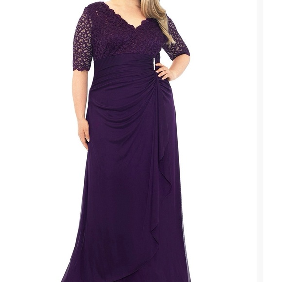 Betsy & Adam | Dresses | Betsy Adam Purple Gown With Vneck And Short ...